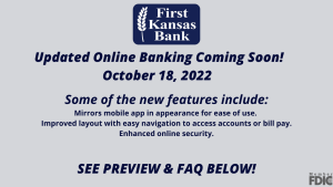 Online Banking Announcement | First Kansas Bank